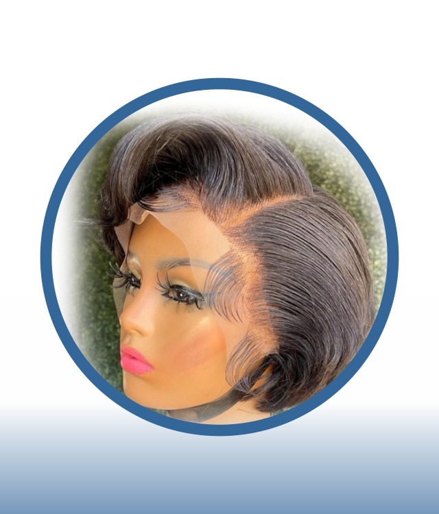 8" Straight Side Part Peruvian Frontal Pixie Wig - The Wig Factory