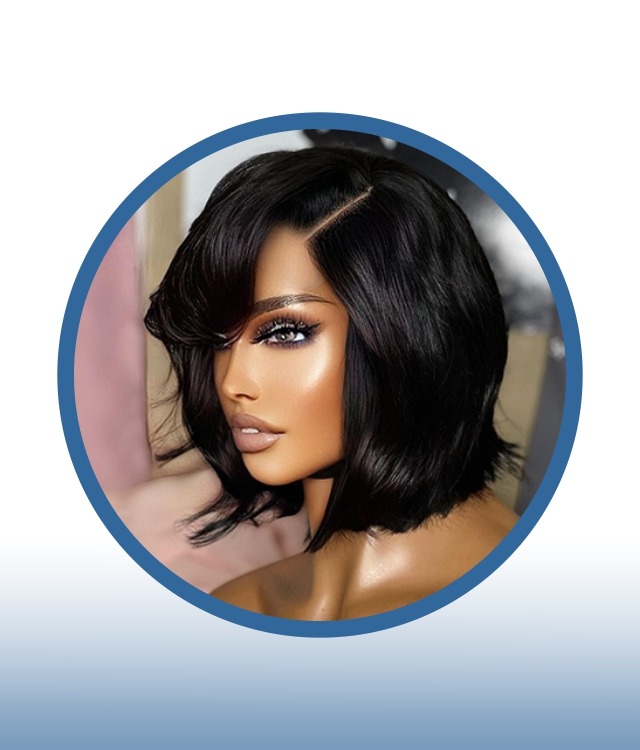 Wavy Styled Side Part Straight Bob Wig - The Wig Factory