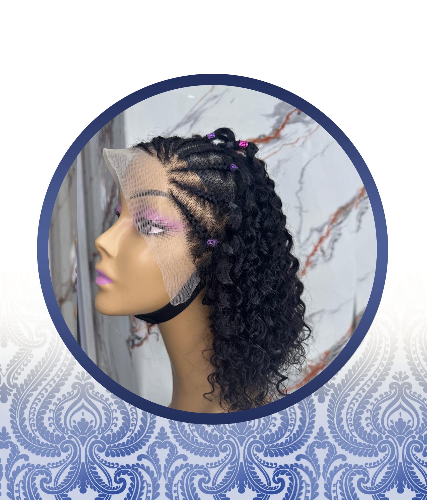 12" Braided Style Waterwave Frontal Wig - The Wig Factory - Machine ...